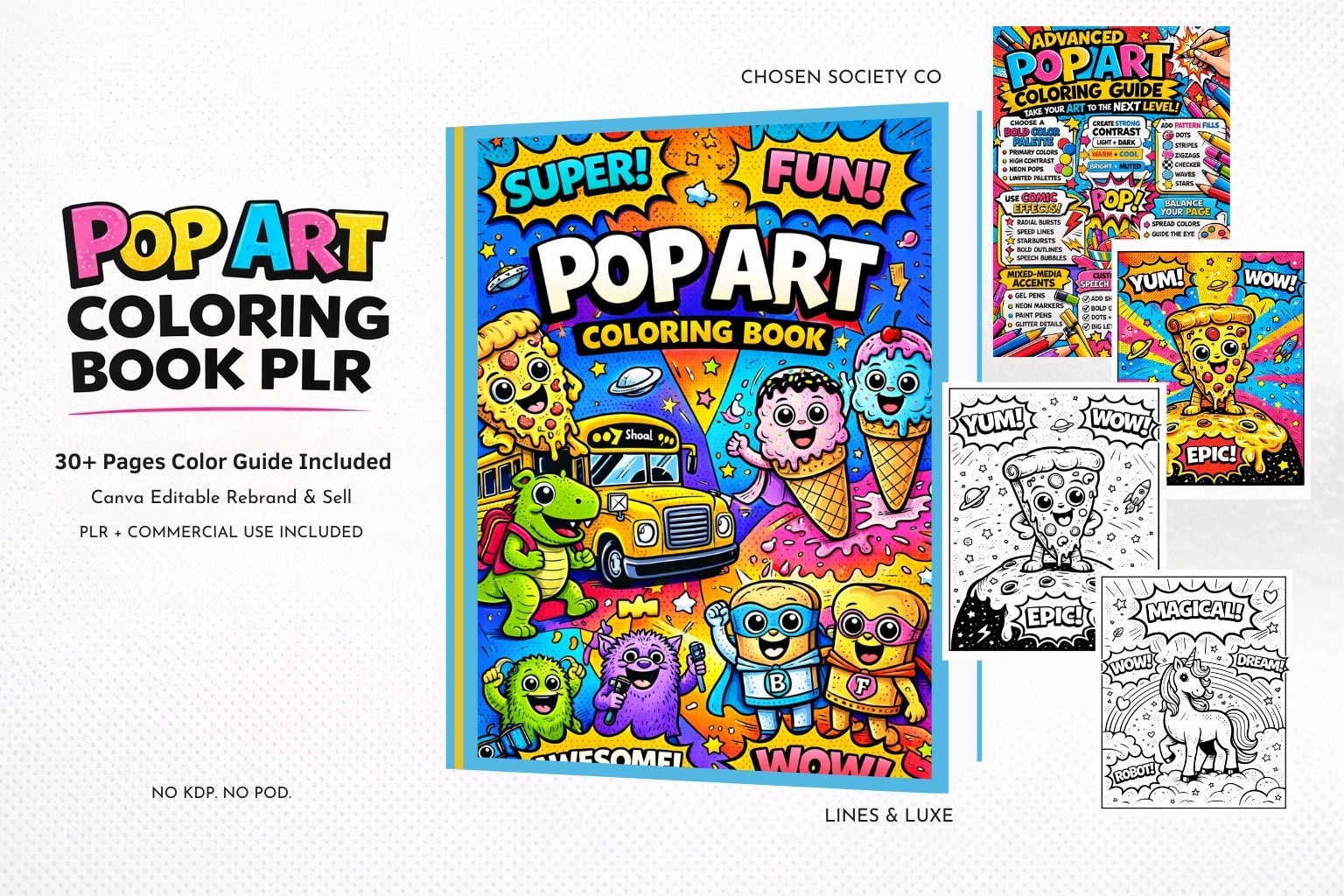 Pop Art Coloring Book PLR | 30 Pages + Guide – Chosen Society Co
