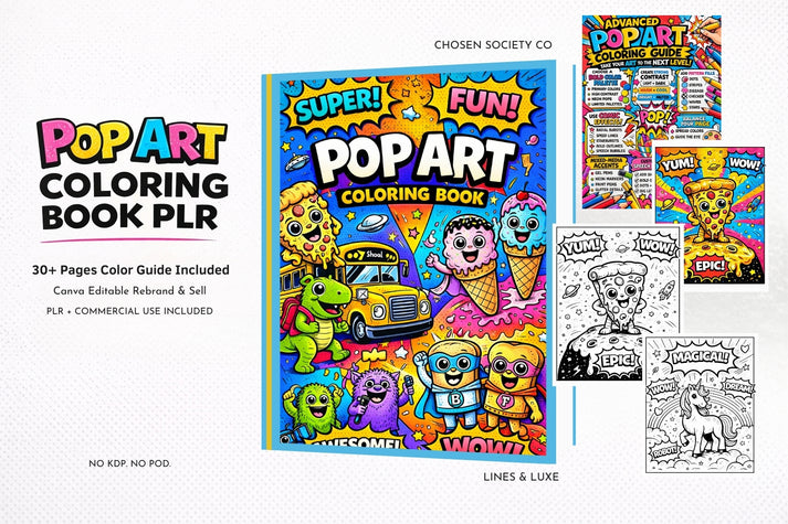 Pop Art Coloring Book PLR | 30 Pages + Guide – Chosen Society Co